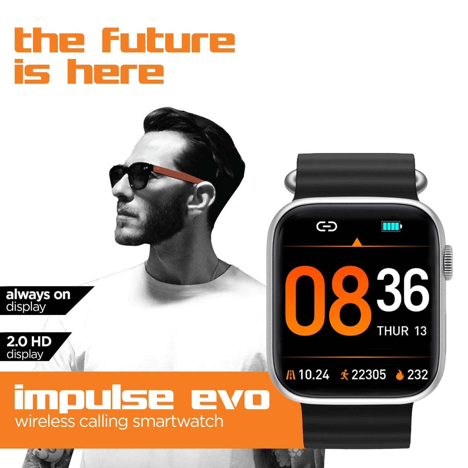 Nu Republic Impulse Smartwatch with 1.9" HD Curved Display, BT Calling ...