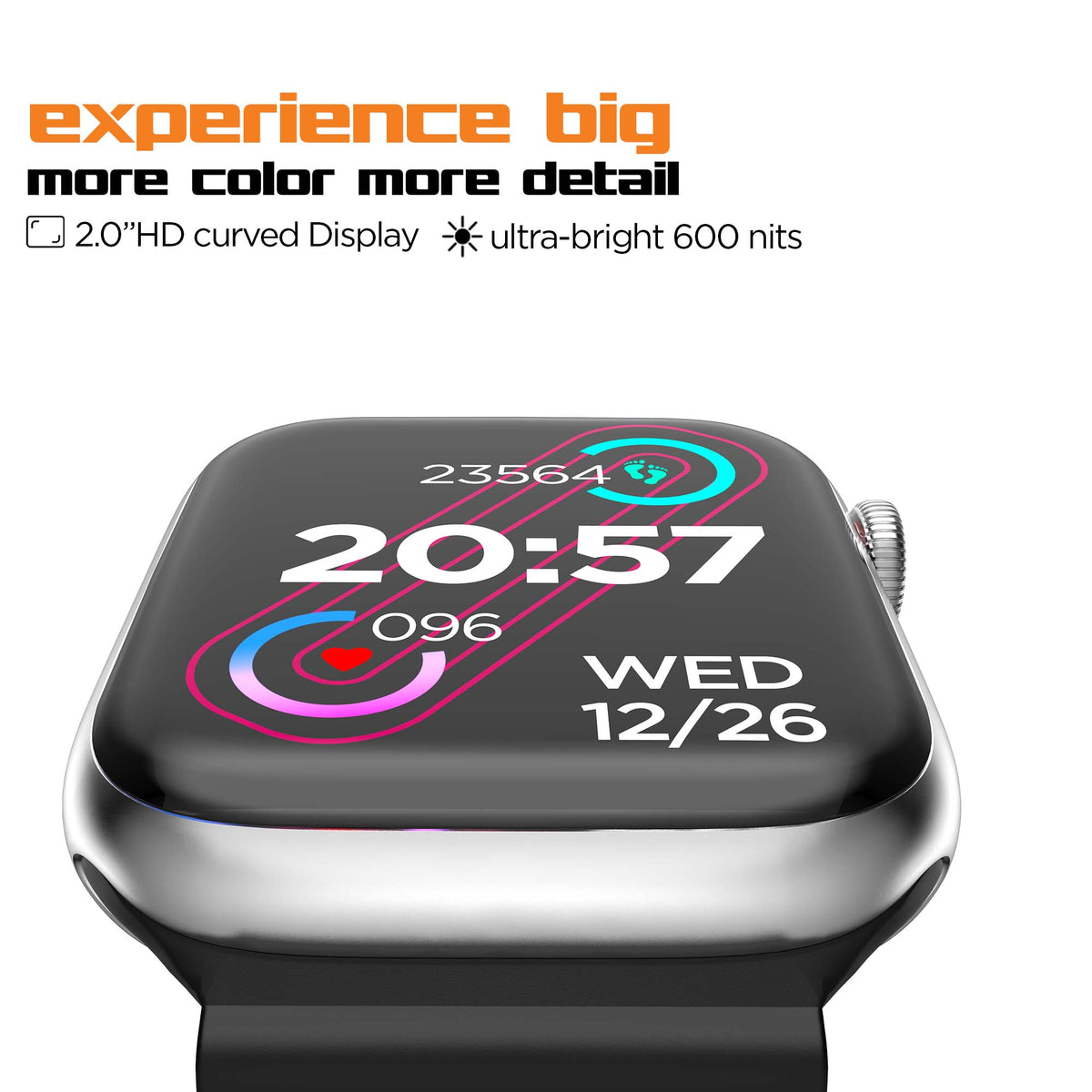 Nu Republic Impulse Smartwatch with 1.9" HD Curved Display, BT Calling ...