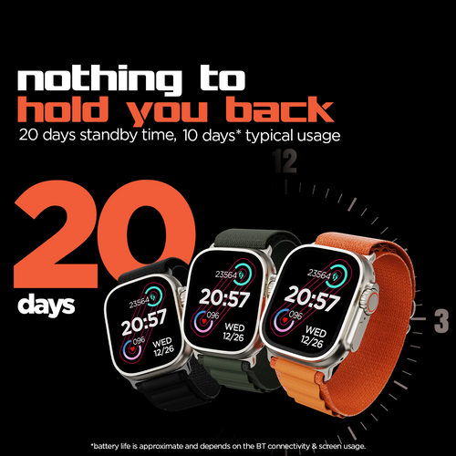 Nu Republic Creed Ultra Smartwatch with 2.0" HD IPS Display, BT Calling ...