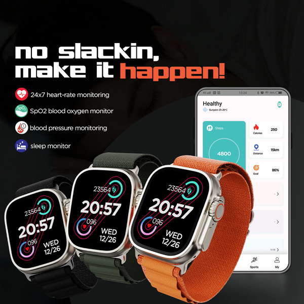 Nu Republic Creed Ultra Smartwatch with 2.0" HD IPS Display, BT Calling ...